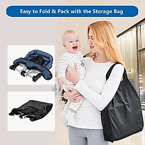 Fast Table Chair Hook on High Chair Clip on Table Clamping Chair High Load Fold-Flat Storage Tight Fixing Feeding Seat Attach to Table Ideal Folding Chair for Travel (Navy)