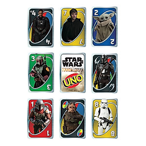 Star Wars UNO The Mandalorian, Card Games, Themed Deck & Special Rule, Gift for Kid, Adult & Family Game Nights, Ages 7 Years Old & Up, 2-10 Players, HJR23