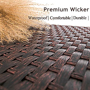 DIMAR GARDEN Outdoor Storage Coffee Table with Waterproof Cover,Patio Wicker Storage Table,42 Gallon Mixed Brown