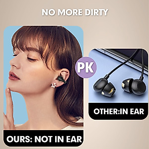 Wireless Ear Clips Ear Buds Clip On Earbuds Open Ear Headphones Bluetooth Wireless Ear Clip Bone Conduction Headphones Earbuds Headset Earphones Head Set Bone Conducting Headphone