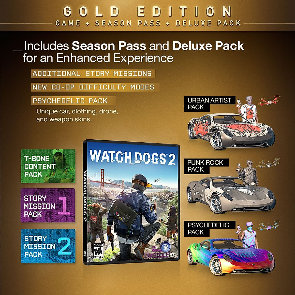 Watch Dogs 2: Gold Edition (Includes Extra Content + Season Pass subscription) - Xbox One