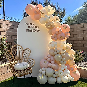 Neutral Balloon Arch Kit, White and Beige Balloon Arch Kit With 18/12/10/5 inch Sand White Ivory White Macaron Orange Latex Balloon for Birthday Baby Shower Wedding Boho Bridal Party Decorations
