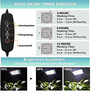 LBW Grow Light for Indoor Plants, Full Spectrum Desk LED Plant Light, Small Grow Lamp with 4H/8H/12H Timer, 6-Level Brightness, Height Adjustable, Flexible Gooseneck, Ideal for Indoor Growth