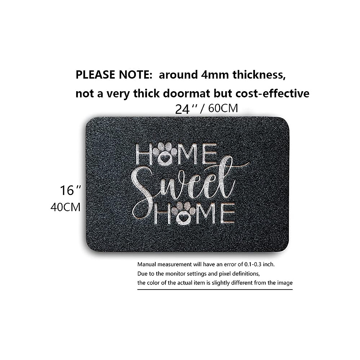 ffriidomm Home Sweet Home Door Mat Indoor Outdoor Rug Non Slip Rubber Backing Doormat Ultra Absord Mud for Front Door Dog Lover Owner Apartment Home Bedroom Porch Entrance