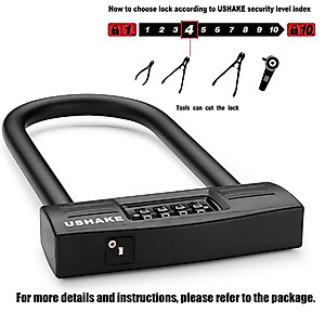 USHAKE Combination U Lock + Bike Water Bottle Cages