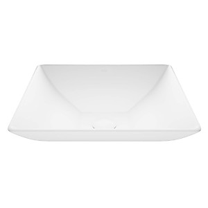 VIGO Hibiscus 16 inch L x 16 inch W Over the Counter Freestanding Matte Stone Square Vessel Bathroom Sink in Matte White - Sink for Bathroom VG04004
