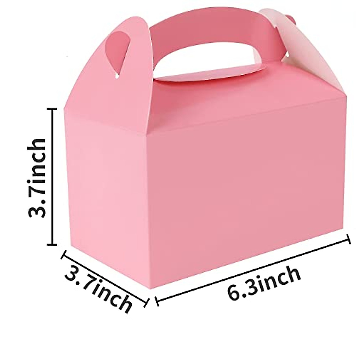 30 Pack Gift Boxes Treat Boxes 6.3X3.7X3.7Inches Party Cookie Favor Boxes Gable Candy Goodie Boxes with Handles Little for Birthday Party Small Boxes Cardboard Boxes Valentines Day for Gift Giving Pink