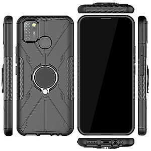 Kukoufey Case for Infinix Smart 5 Case Cover,360°Rotatable Kickstand Dual Layer Shockproof Case for Infinix Hot 10 Lite X657B / Smart 5 Case Black