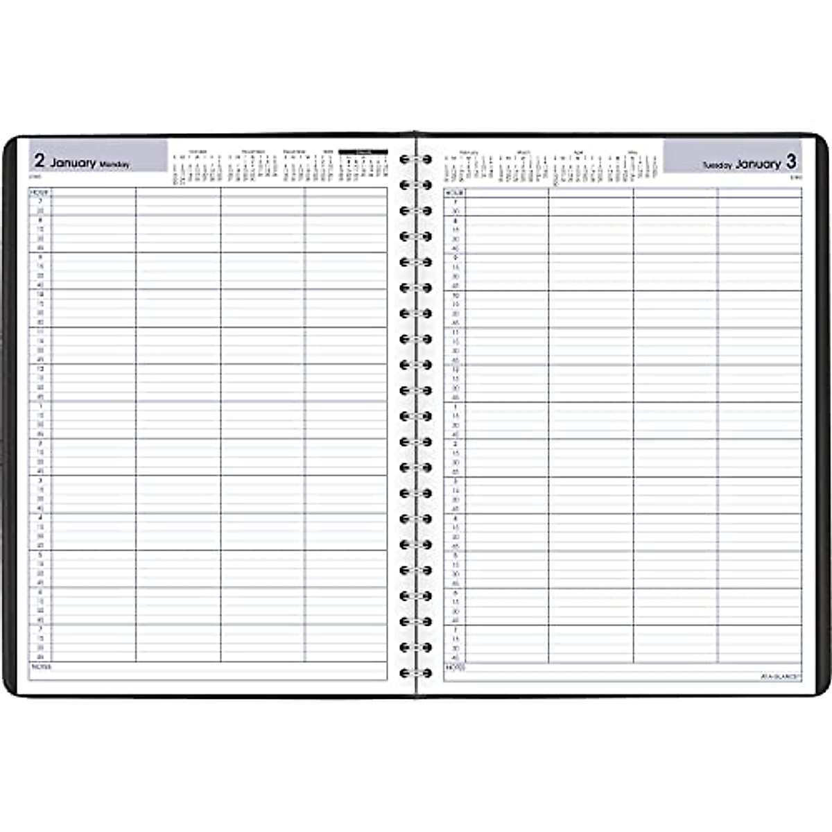 AT-A-GLANCE 2023 Daily Four Person Appointment Book, DayMinder, Quarter-Hourly Appointment Book, 8" x 11", Large, Black (G56000)