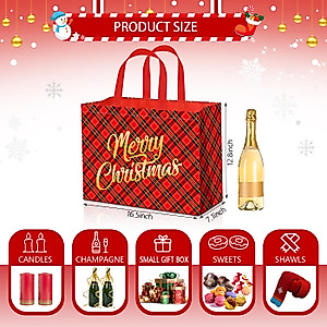 12Pack Extra Large Christmas Gift Bags, 16.5"×12.6"×7.2" Reusable Non-Woven Christmas Tote Bags with Handles, Multifunctional Holiday Gift Bags for Christmas Presents, Party Favors, Groceries, and Goodies