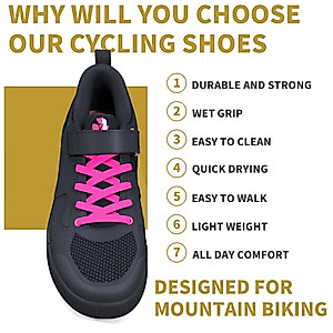 Women's MTB Mountain Bike Cycling Shoes for Flat Pedals,Perfect for Free Riding Mountain Biking D/H Enduro Cross Trail Commuter BMX Black/Pink-10.5