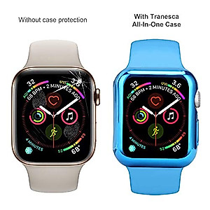 Tranesca 8 Pack 40mm Watch case with Built-in HD Clear Ultra-Thin TPU Screen Protector Cover Compatible with Apple Watch Series 4/5/6/SE (Clear+Black+Gold+Rose Gold+Red+Blue+Green+Silver)