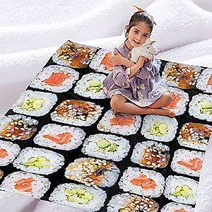 Food Sushi Blanket Cozy Soft Lightweight Flannel Throw Blanket for Bed Sofa Travel All Season Large 80"x60" Adults