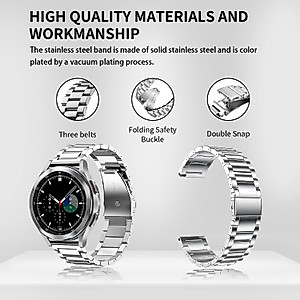 Compatible with Samsung Galaxy Watch 7 6 5 4 FE Band Pro Classic Active 2 40mm 44mm 43mm 47mm 45mm 42mm 46mm 20mm Galaxy Watch 3 Band 41mm Men Women Metal Elegant Casual Business Stainless Steel