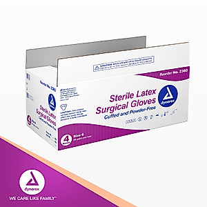 Dynarex Sterile Disposable Latex Surgical Gloves, Powder-Free, Sterilely Packaged in Pairs, Medical & Healthcare, Bisque, Size 6, 1 Case of 200 Pairs