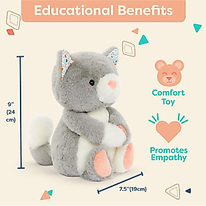 B. toys- B. softies- 12" Plush Cat- Stuffed Animal – Super Soft Kitten – Gray & White – 12” – Washable – Baby, Toddler, Kids – Happyhues – Cloudy Cosmo – 0 Months +