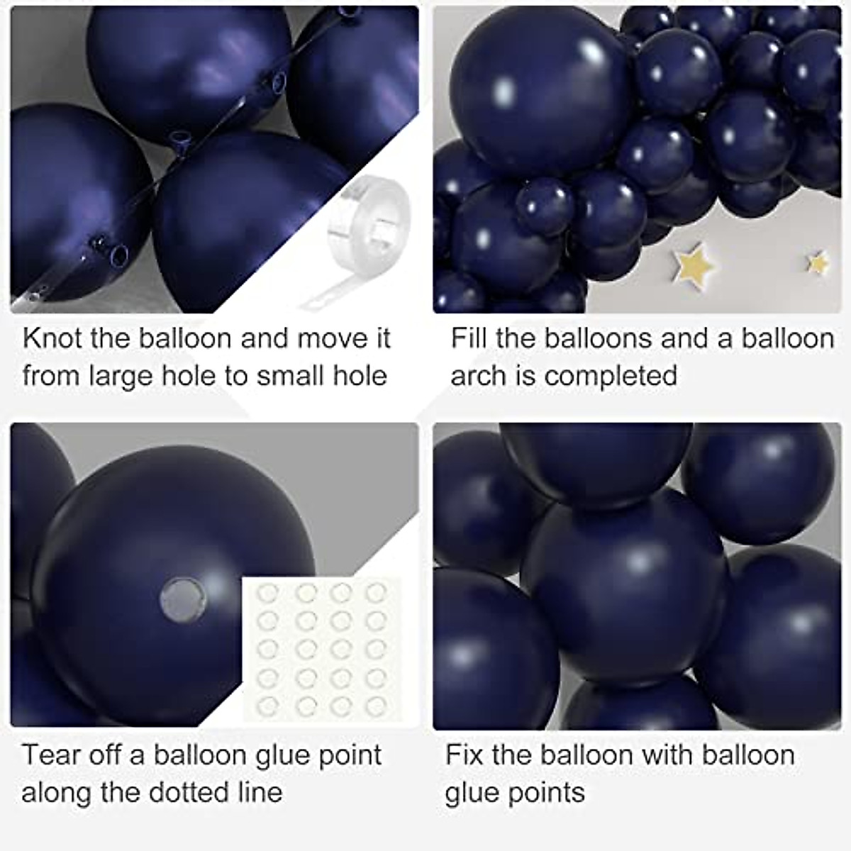 TUPARKA 102 Pcs Navy Blue Balloons Garland Arch Kit Matte Navy Blue Balloon Different Sizes 5 10 12 18 Inch Dark Blue Party Balloons for Birthday Bride Baby Shower Wedding Party Decorations