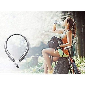 QT S Bluetooth Headset, Lightweight Retractable for Neckband Bluetooth Headphones for Sports Exercise Home & Office, Noise Cancelling Stereo Neckband Wireless Headset Talk 9-10 Hours (Silver)