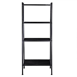 4 Tier Heavy Duty Metal Leaning Ladder Shelf Bookcase Bookshelf Storage Shelves, Black