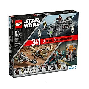 LEGO Star Wars Galactic Adventures 66708, 3-in-1 Building Toy Gift Set: The Mandalorian Trouble on Tatoonie and Imperial Armored Marauder and Clone Wars Duel on Mandalore