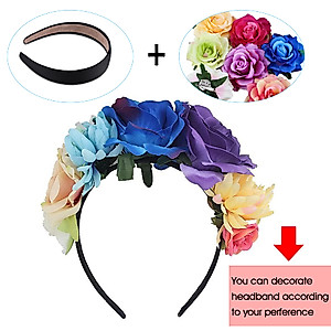 SIQUK 16 Pieces Black Satin Headbands 1 Inch Headband DIY Hair Headband Plain Headbands Satin Hard Headbands for Women and Girls
