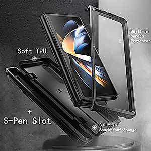 DR.DESIRE for Samsung Galaxy Z Fold 4 Case,Android Rugged Armor Pro Full Body Protection Cover with S Pen Holder Screen Protector and Stand Black
