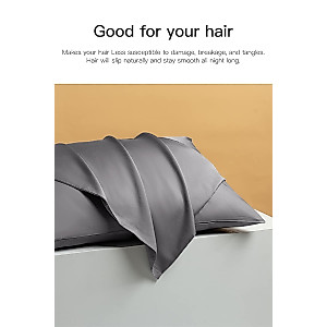 100% Viscose Made from Bamboo Breathable Pillowcases Queen Size Set of 2-Pack for Hot Sleepers and Night Sweats- Softness and Cooling Pillow Cases-Envelope Closure （Dark Grey -20 x 30 Inches）