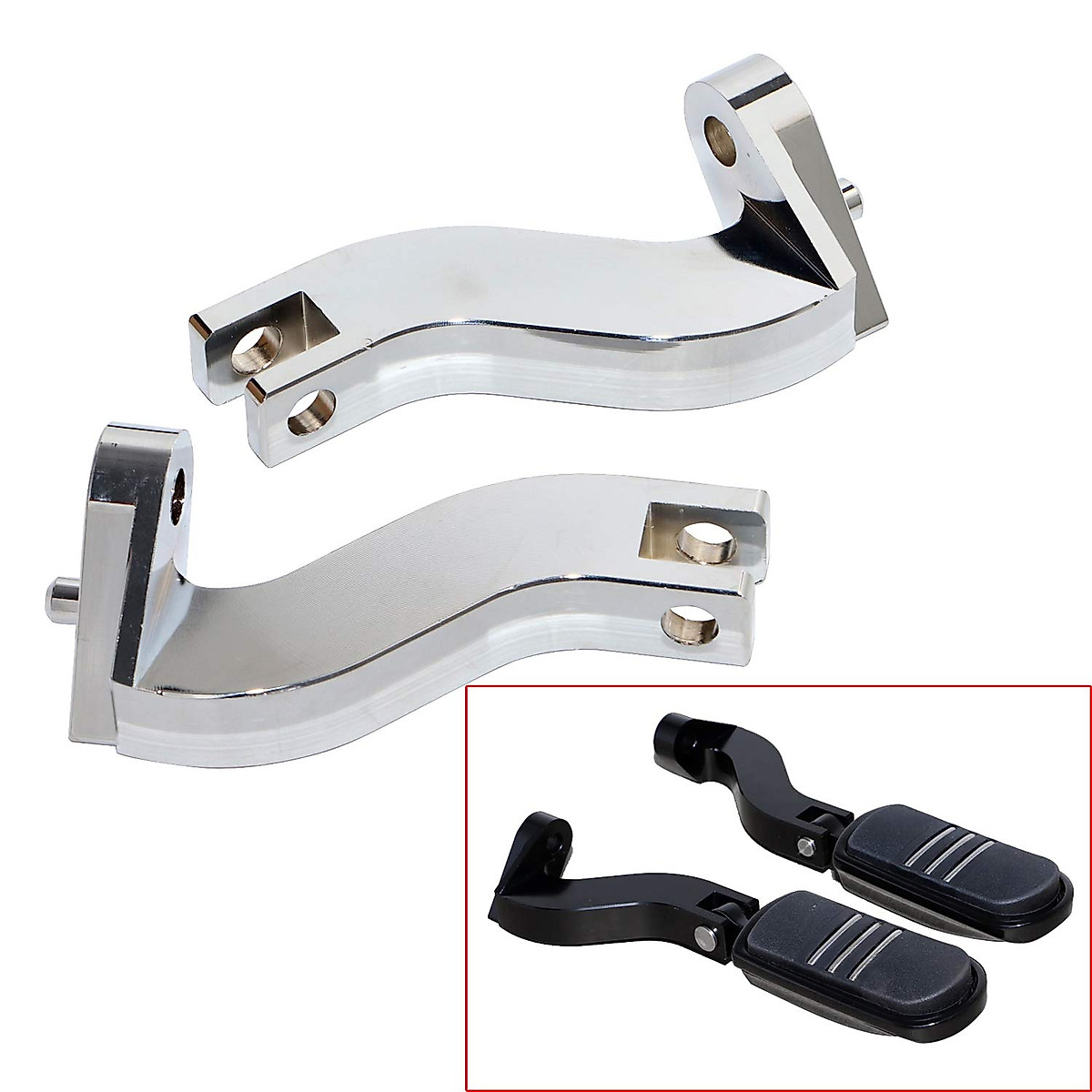 CNC Cut Passenger Rear Foot Peg Mount Kits For Harley Touring FLHT FLHR FLTR FLHX 1993-2018(Replaces HD# 50198-97B) (Chrome)