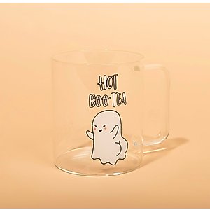 Hanna Roberts Funny Glass Tea Coffee Drinking Cup (Hot Boo Tea) 16 oz