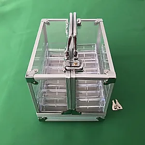 Yuanhe 600 Chip Clear Acrylic Poker Chip Locking Carrier-Includes 6 Chip Racks