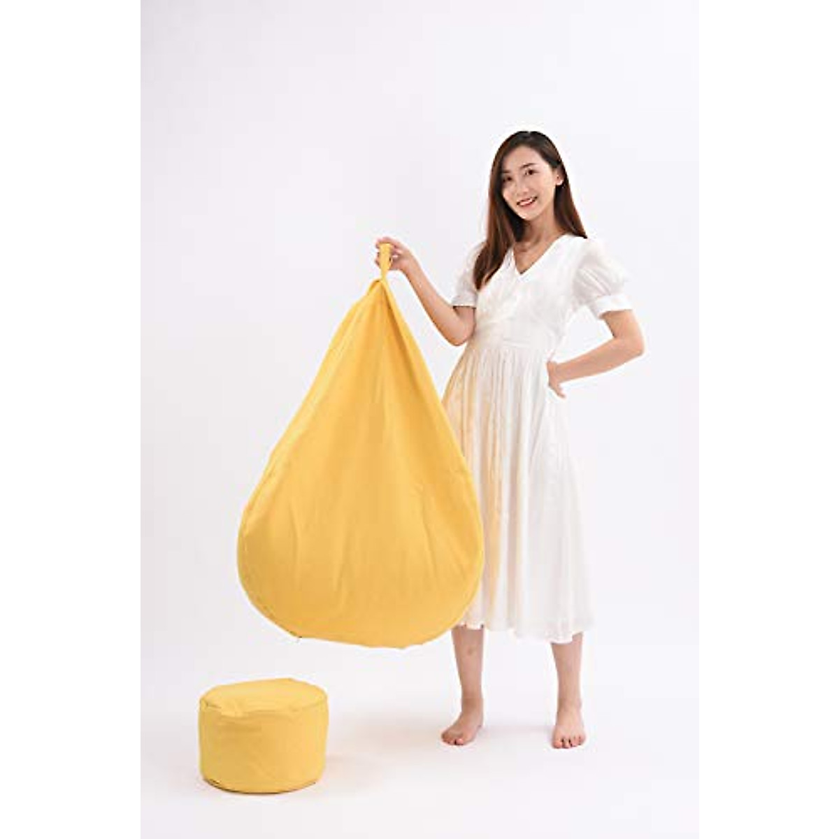 Bean Bag Chair Computer chair Beanless bag Recliner Washable Memory foam bag plush ultra soft Stuffed Animal Storage Cover Footstool Seat Lounge chair(Beanbag Cover Only)(Yellow, 43×40IN)