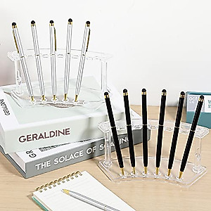 Chinco Plastic Pen Holder Clear Display Stand 6-Slots Pen Display Stand Eyebrow Pen Stand Makeup Brush Rack Organizer for Home Office Desk School Supplies, Vertical (10 Pieces)