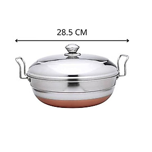 Sophronia Stainless Steel Idli Cooker Multi Kadai Steamer with Copper Bottom All-in-One Big Size 5 Plate 2 Idli | 2 Dhokla | 1 Patra | Momo's | 28.5 cm Dia