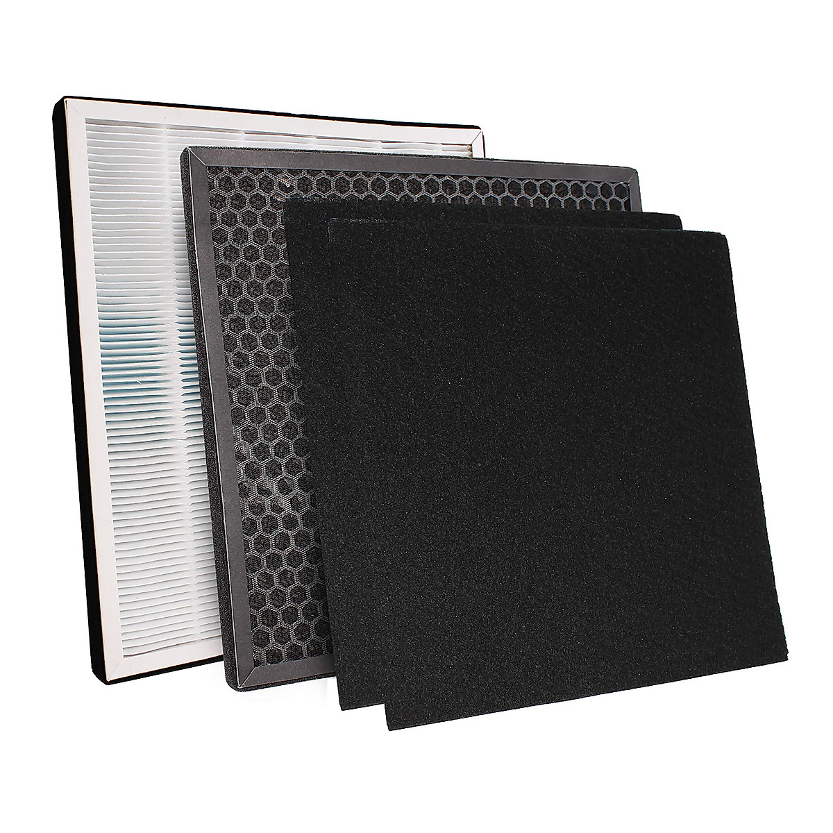 LifeSupplyUSA Complete Replacement Filter Set (1 True HEPA Filter + 1 Charcoal Filter + 2 Carbon Filter) Compatible with Ivation IVAHEPA01 Deodorizer Sanitizer Air Purifiers
