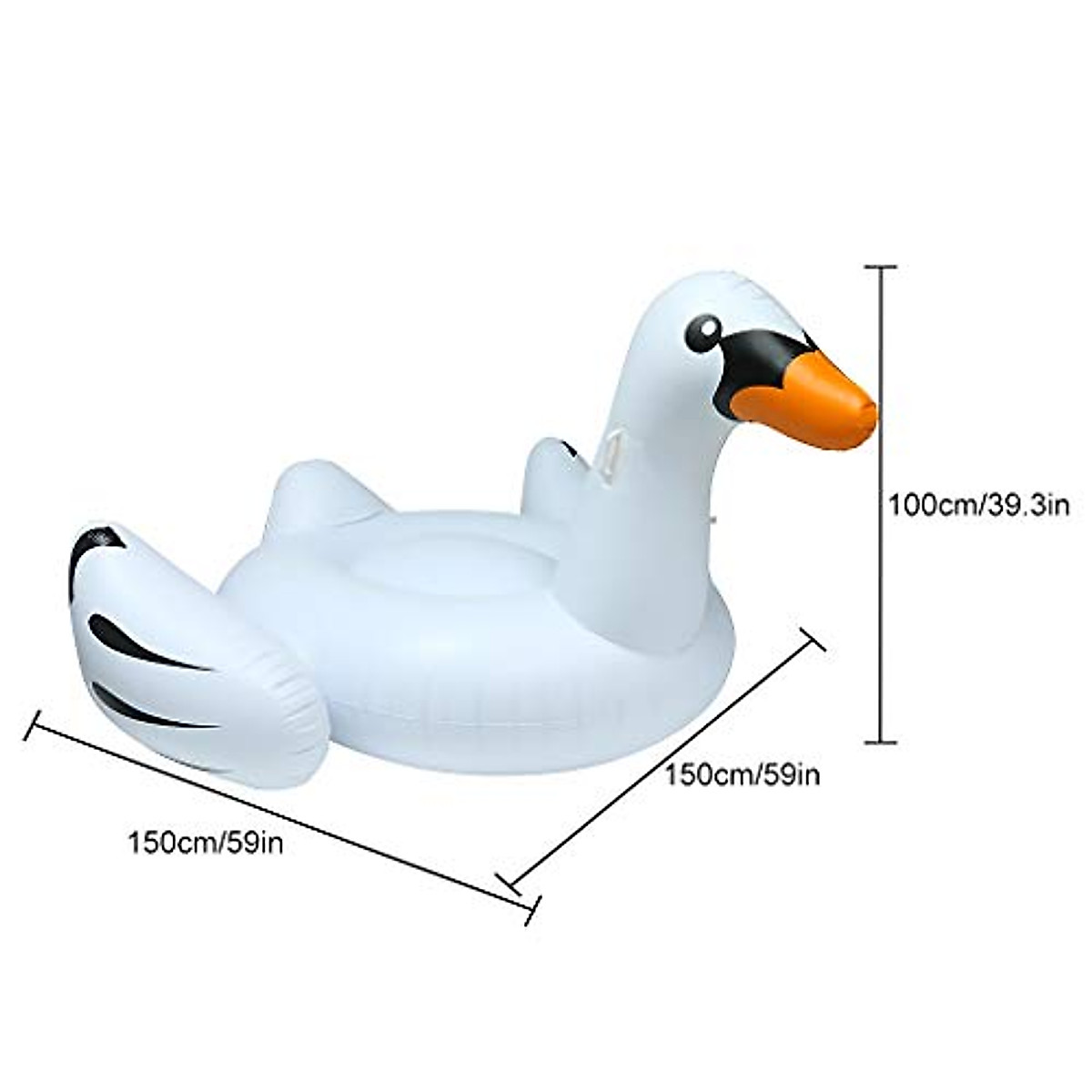 Toxz Giant Swan Inflatable Ride-On Swimming Ring,Suitable for Children and Adults,Built-in Handles,Safety Material,59" X 59" X 39.3"(Ship from US!)