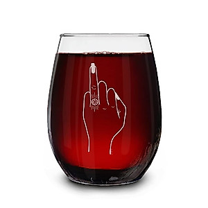 shop4ever® Just Engaged Wedding Ring Finger Engraved Stemless Wine Glass Bride To Be Gift