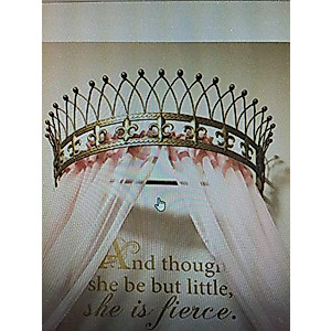 Octorose Metal Wall Teester Bed Crown Canopy - Antique Style Crown Wall Decor with Built-in Rods & Hardware - for Over Beds or Windows - Drapery Panels Not Included - Gold (31.5x14x9.5 Inches)