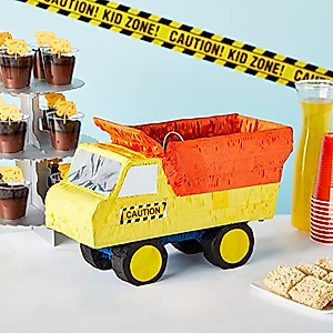 Small Dump Truck Pinata for Kids, Construction Themed Birthday Party Supplies and Decorations for Boys (15.5 x 9 x 6 In)