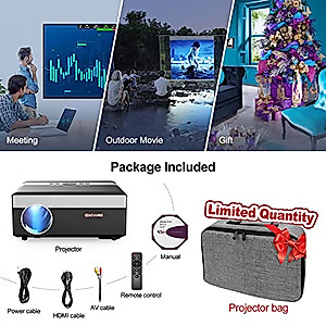 EUG 4K Projector for Daytime,WiFi Bluetooth Smart Outdoor Movie Projectors,12000 LM/800ANSI Native 1080P Video Projector 4K for Home Theater Office,40% Zoom,HDIM,RJ45,iPhone,Android,HDR10,Dolby