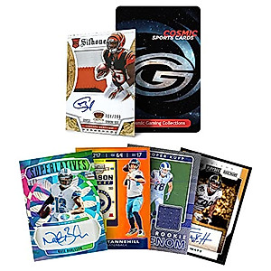 NFL Football Card Hits Mystery Pack | 5X Autograph, Jersey or Relic Cards Guaranteed | Unsorted & Unpicked | Genuine Chance to find Rare & Valuable Cards | Authentic | by Cosmic Gaming Collections