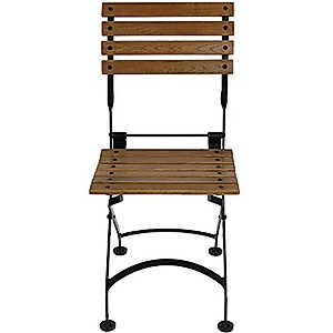Sunnydaze European Chestnut Wooden Folding Small Bistro Dining Side Chair - Portable, Compact Side Chair - for Indoor or Outdoor Use - Patio, Deck, Balcony, Camping and Spare Seating - Set of 2