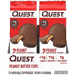 Quest Nutrition High Protein Low Carb, Gluten Free, Keto Friendly, Peanut Butter Cups, 12 Count (Pack of 1) (total- 17.76 Ounce)