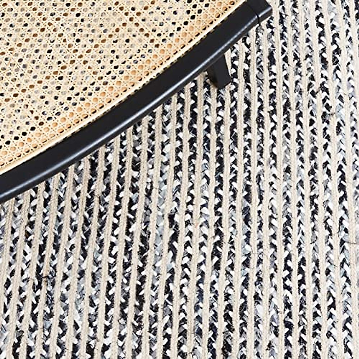 Safavieh Braided Collection 3' x 5' Black/Navy BRD260N Handmade Farmhouse Cotton Area Rug