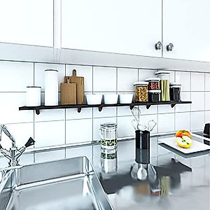 PLAYCON Easy Wall Mounted Floating Shelves Set of 3, for Office/Bedroom/Living Room/Media Room/Kitchen/Bathroom/Laundry Room/Storage, Innovative Textured PVC Finishing Wenge Wood Veneer Looking