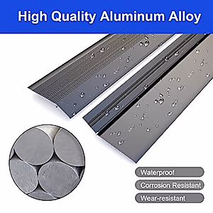 Aluminum Floor Transition Threshold Strip, Threshold Ramps for Doorways, Wheelchairs, Door/Tile/Threshold Reducer, Doorway Edge Trim Suitable for Threshold Height Less Than 1.6 Inch (Black, 90CM)