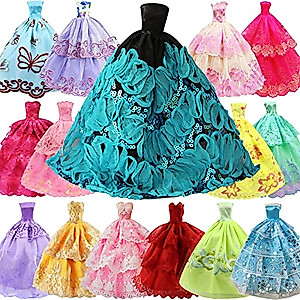 ZITA ELEMENT Lot 5 Handmade Fashion Party Dress Outfit for 11.5 Inch Girl Doll Clothes Xmas Gift- Random Style.