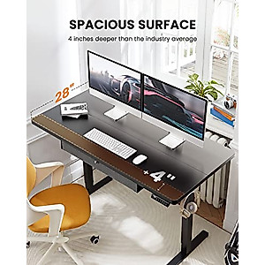 ErGear Electric Standing Desk with Drawer, Adjustable Height Sit Stand Up Desk, Home Office Desk Computer Workstation, 55x28 Inches, Black