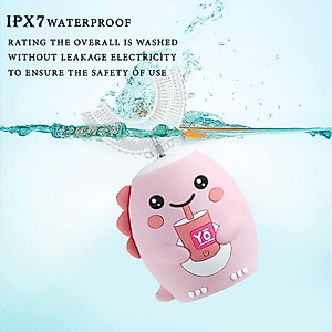 Yodabai Kids Electric Toothbrushes, U Shaped Ultrasonic Toothbrush ,Rechargeable Kids Toothbrush w/ Smart Timer, Sonic Toothbrush Kids with 6 Modes, IPX7 Waterproof Design (8-15 Year Old, Pink), K10