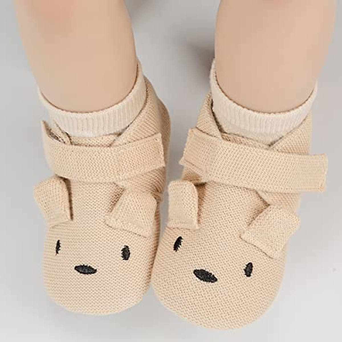 Sawimlgy Newborn Infant Baby Boys Girls Fleece Booties Soft Anti Skid Sole Slip On House Animal Slipper Crib Sock Warm Shoes for New Walkers