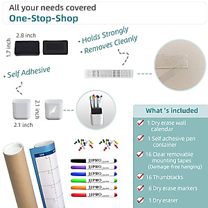 Large Dry Erase Wall Calendar - 52"x36" - Blank Undated Yearly Calendar - Whiteboard Premium Laminated Planner - Reusable Laminated Office Jumbo 12 Months Calendar